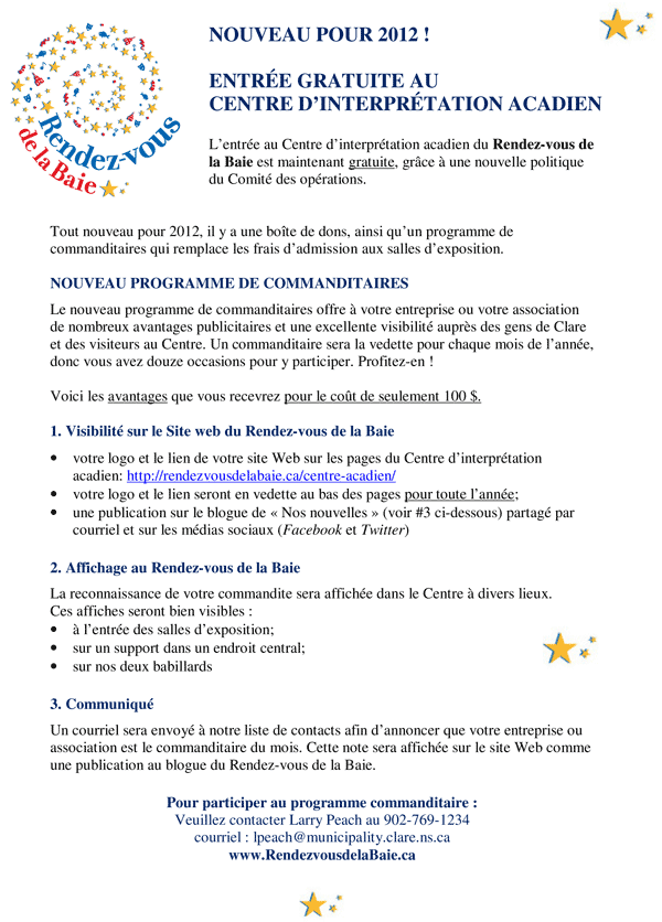Nouveau programme de commanditaires ! – Rendez-vous de la Baie